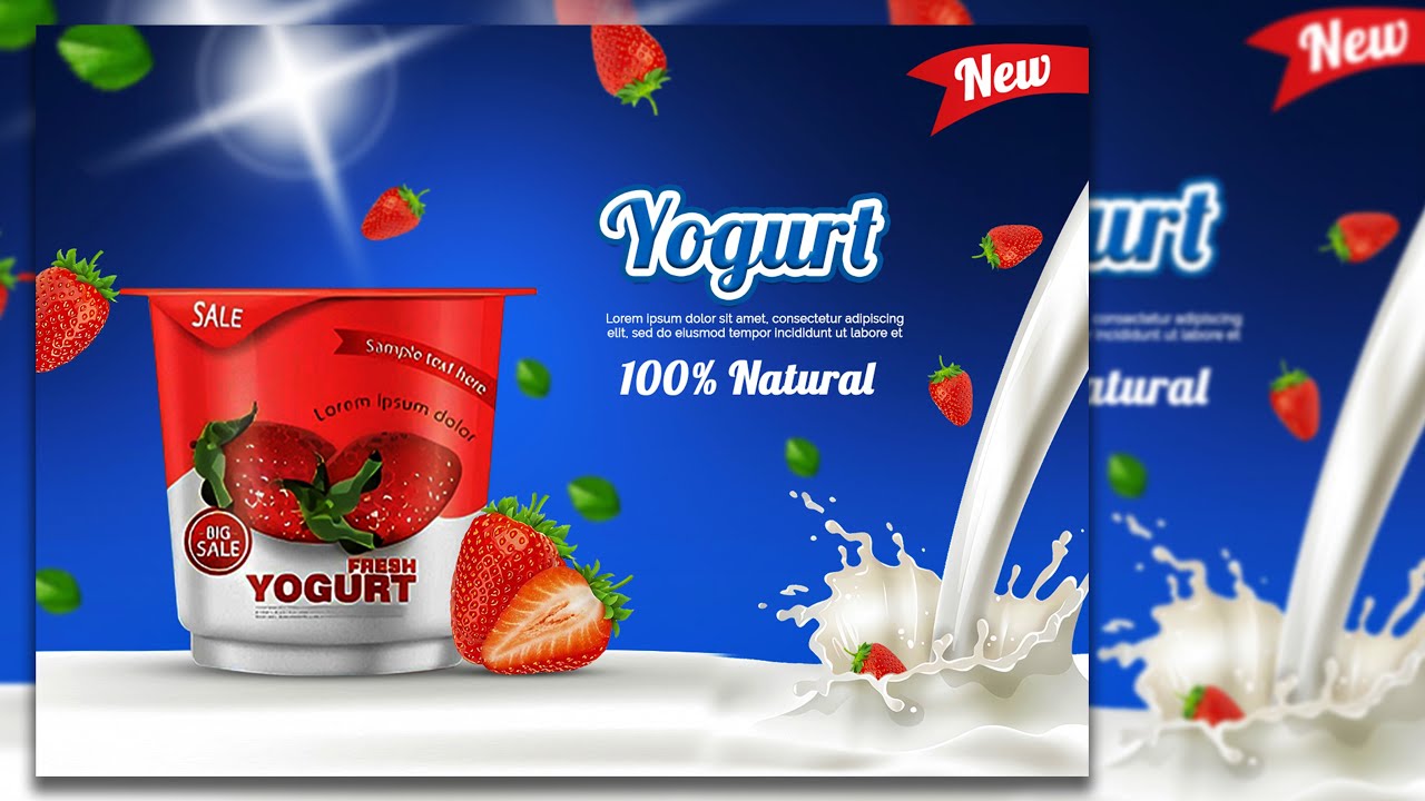 How to Create Yogurt Ad Design | Photoshop Tutorials - YouTube