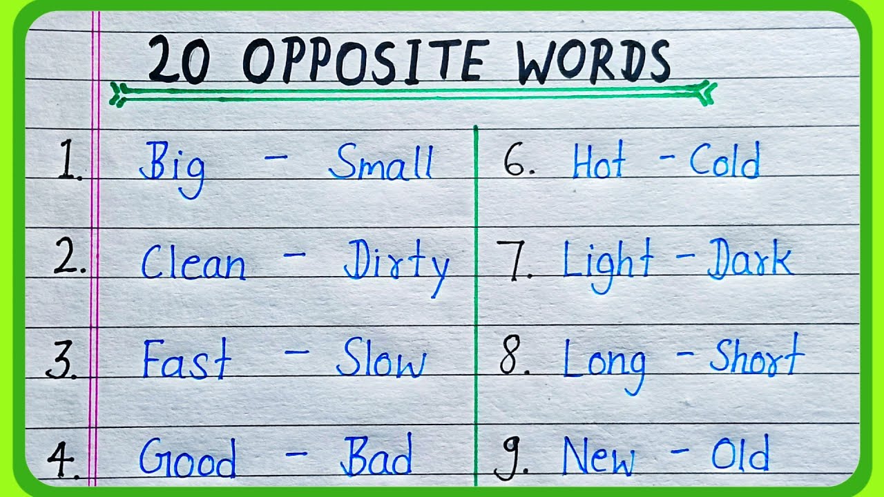 20 Opposite words ( 20 Most used opposite words in english ) || 20 ...