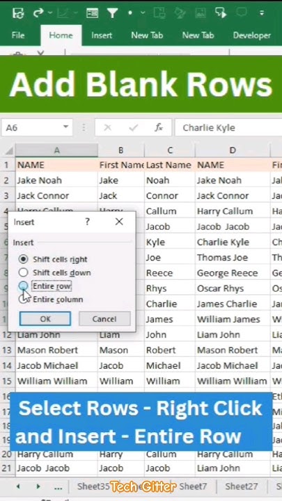 Quickly Add Blank Rows In Excel - YouTube