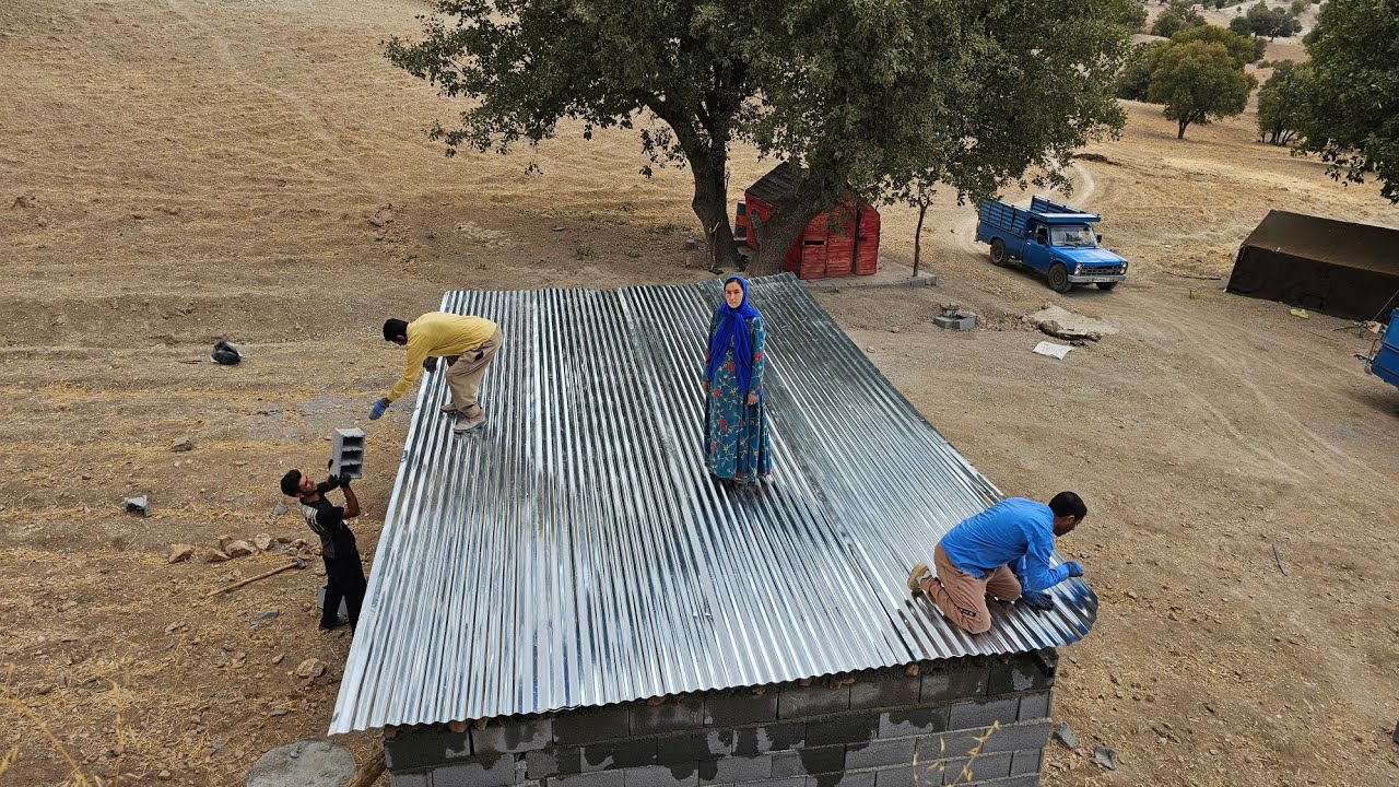 Construction of the roof of Yusuf's nomadic house on the eve of winter ...