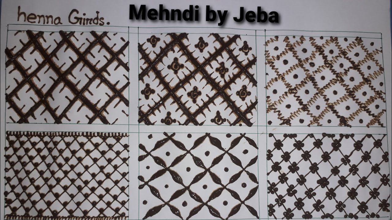 Mehndi Tutorial//6 Different Types of Henna Girds//Class-2 - YouTube