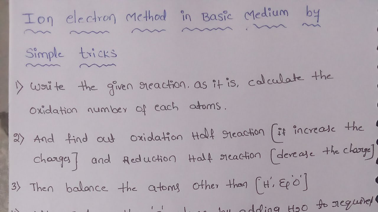 Ion electron method in basic medium mno4- + I-&mno2+I2 - YouTube