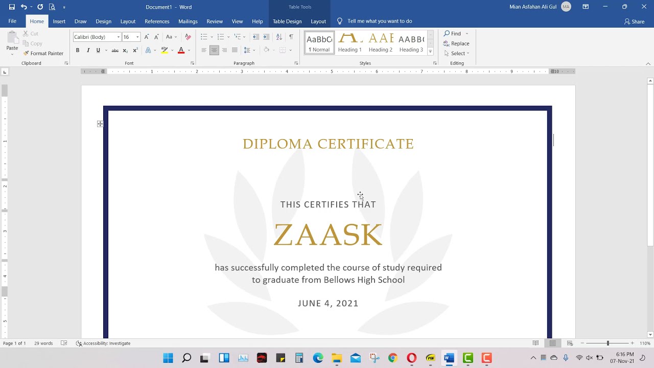 How To Make A Diploma Certificate In MS Word YouTube How To Make A Diploma Certificate In MS Word YouTube