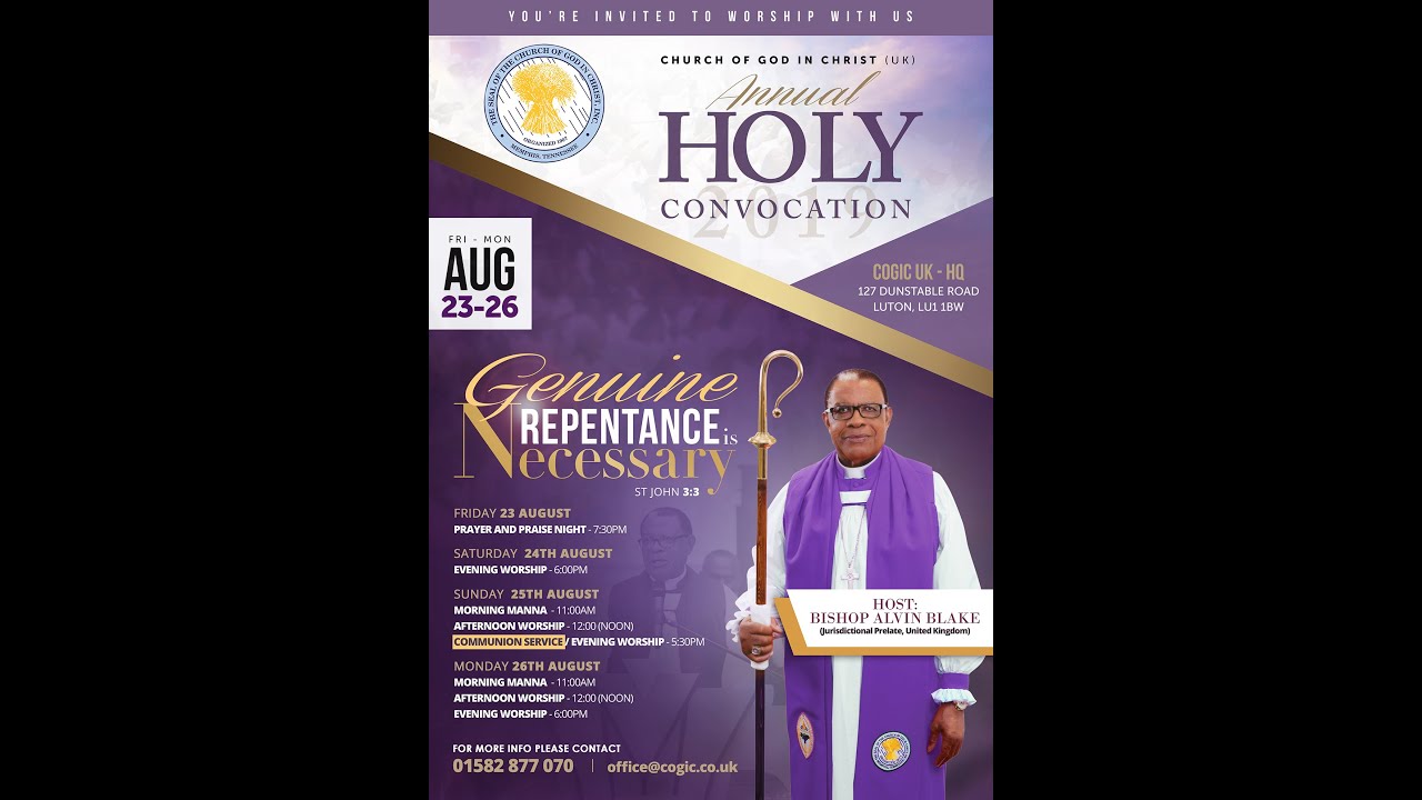 COGIC UK General Convention 2019 Saturday Evening - YouTube