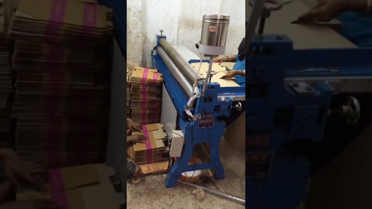 Simple lead flap pasting machine - YouTube