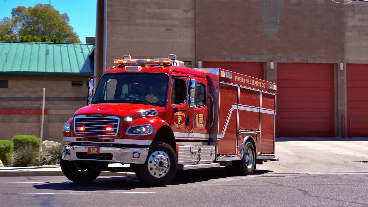 Phoenix Fire Dept. Ladder Tender 12 responding - YouTube
