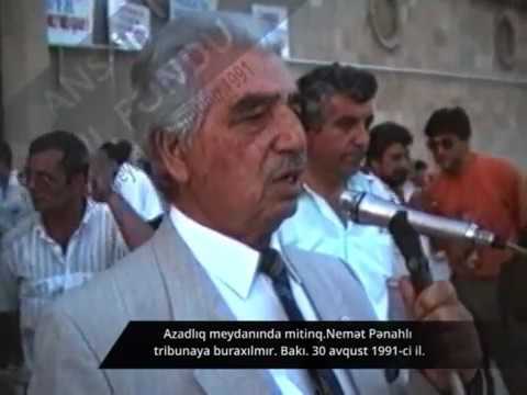 Azadlıq meydanında mitinq Nemət Pənahli tribunaya buraxılmır 1991-ci il VNSPress