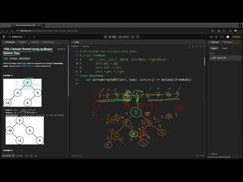 108. Convert Sorted Array to Binary Search Tree - YouTube