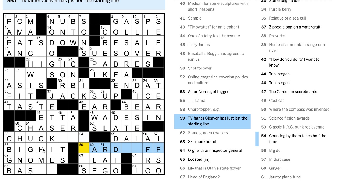 Tuesday 1 5 21 NYT Crossword YouTube tuesday-1-5-21-nyt-crossword-youtube
