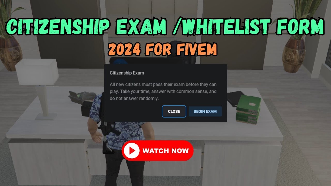 Free Script | Citizenship Exam For Players | In Game Whitelist form | Server Rules | 2024 - YouTube