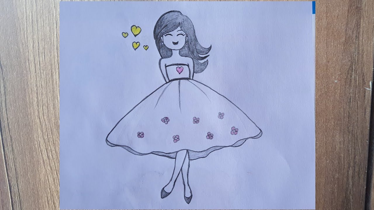 Little girl drawing ||how to draw cute girl drawing || how to draw ...