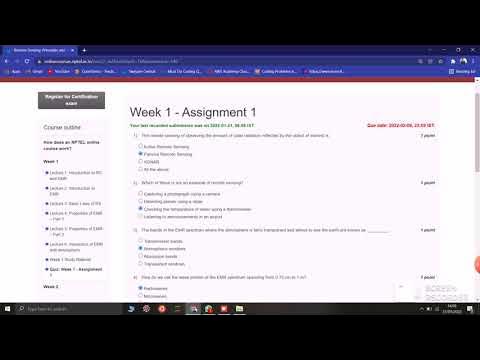 NPTEL WEEK 1 ASSIGNMENT ANSWERS FOR Remote Sensing: Principles and ...
