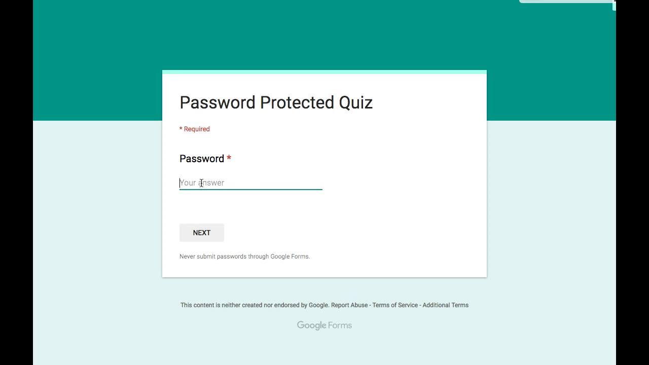 Password Protected Quiz on Forms - YouTube