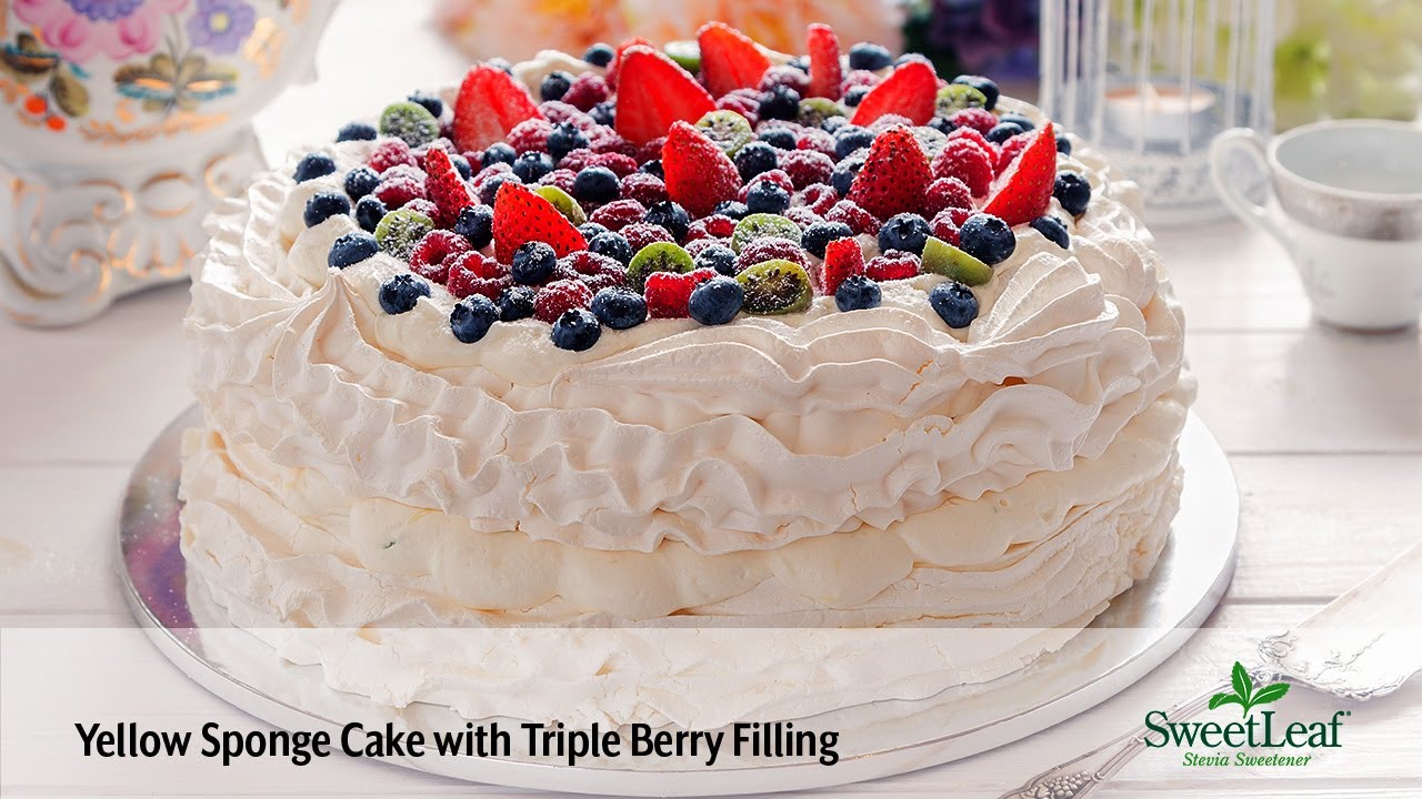 Yellow Sponge Cake with Triple Berry Filling - YouTube