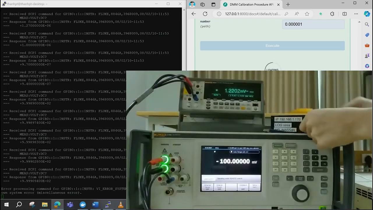 Thử nghiệm phần mềm hiệu chuẩn DMM Fluke 8846A sử dụng GIPB (mất kết nối giữa gateway và DMM ...