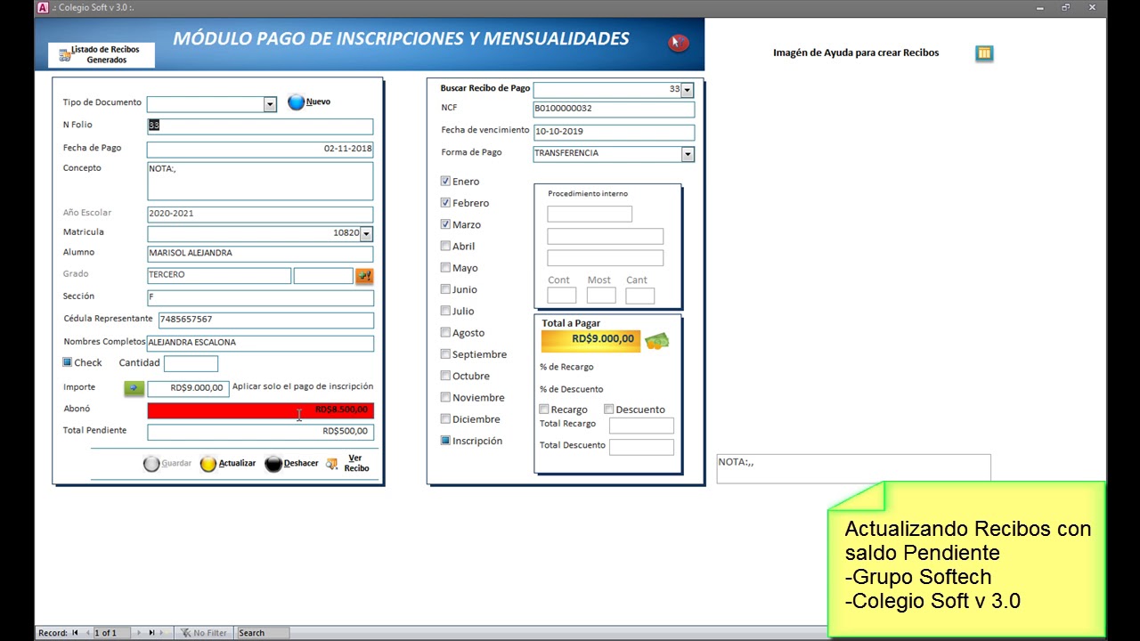 Actualizando recibo con saldo pendiente - YouTube