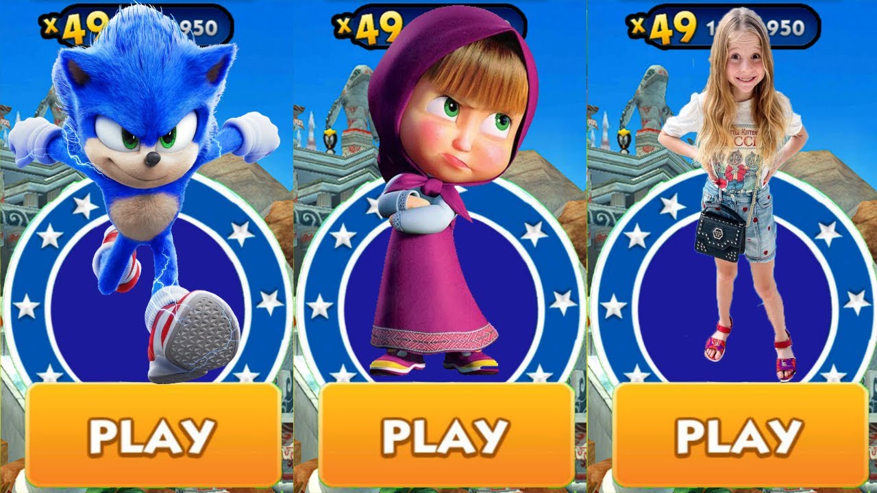 Sonic Dash vs Masha Princess Run vs Like Nastya Run - Movie Sonic vs ...