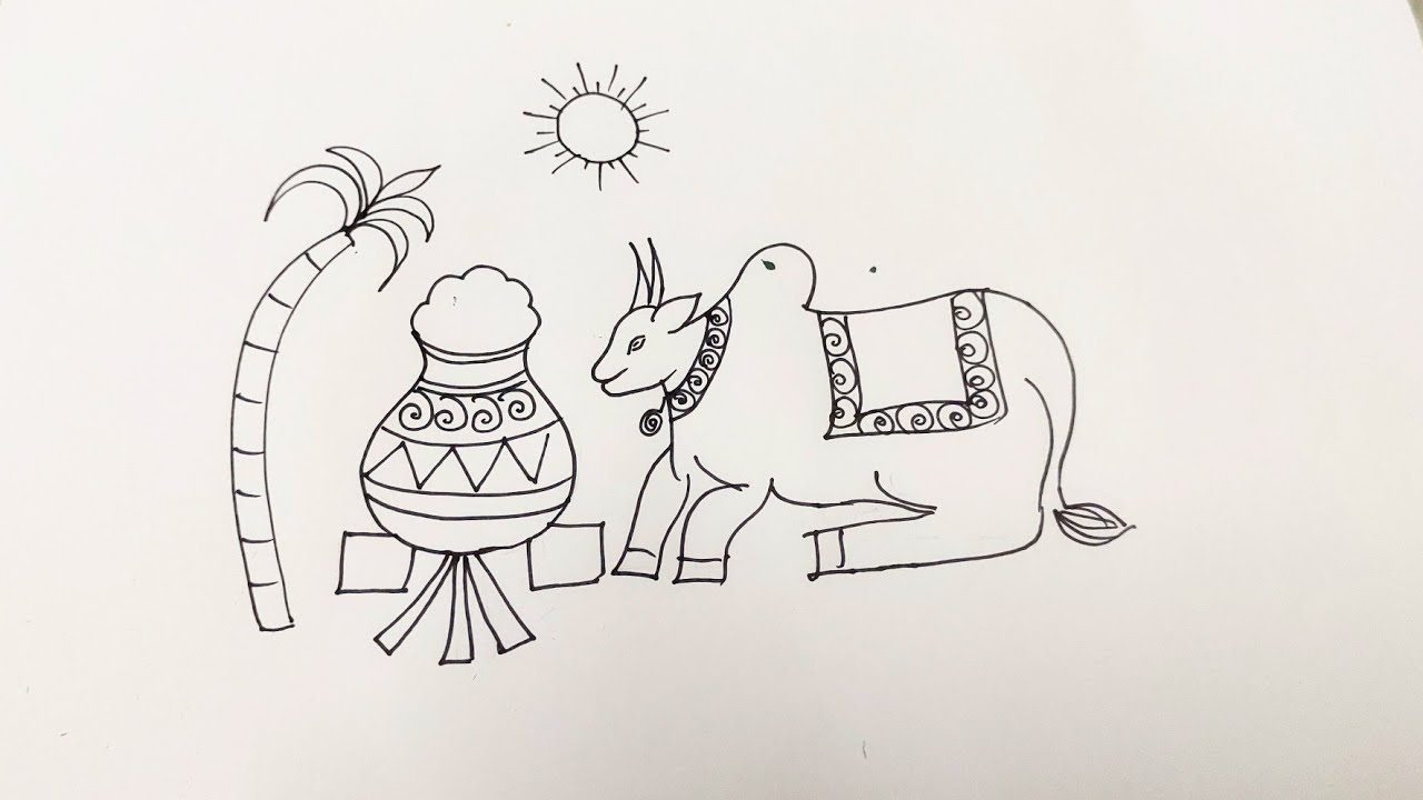 Mattu pongal drawing easy | Happy mattu pongal | How to draw mattu ...