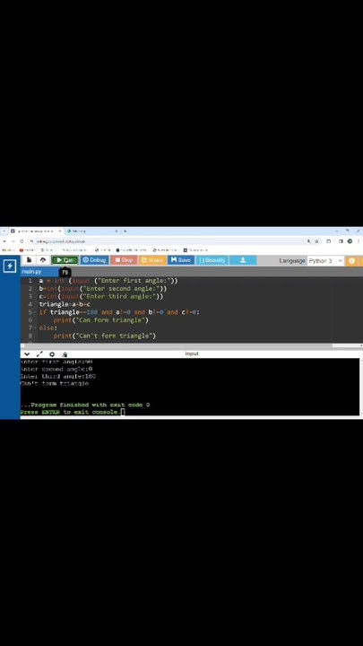 Can three inputted sides form a triangle or not 📐#python #programming # ...