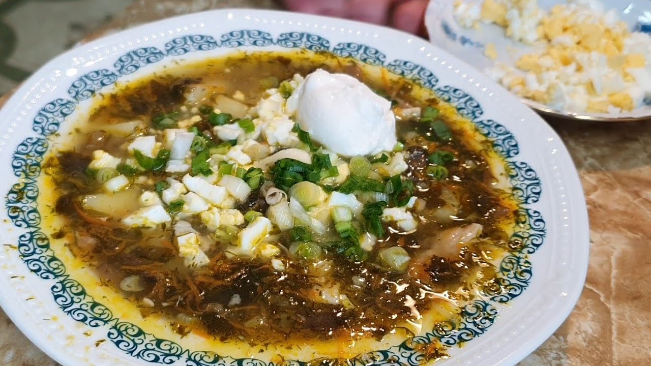 Зелёный борщ со щавелем грибами и яйцом Очень вкусный🤗 рецепт моей