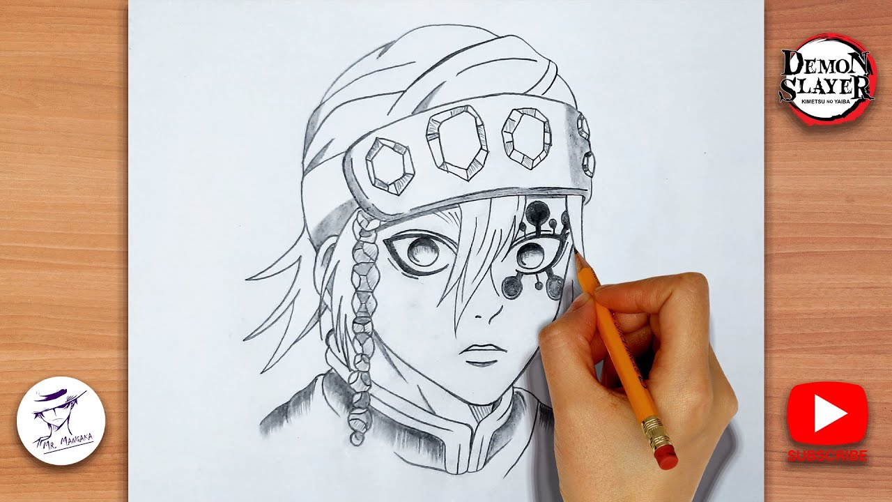 How to draw Tengen Uzui || How to draw demon slayer || Easy anime ...