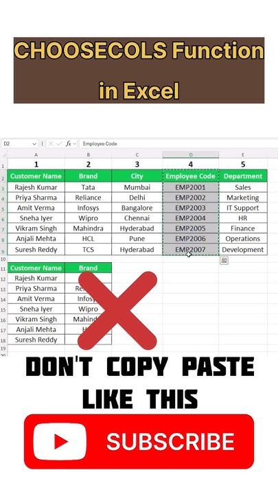 CHOOSECOLS Function in Excel#Excel CHOOSECOLS Formula#Excel#excelformula#shorts#viral# ...