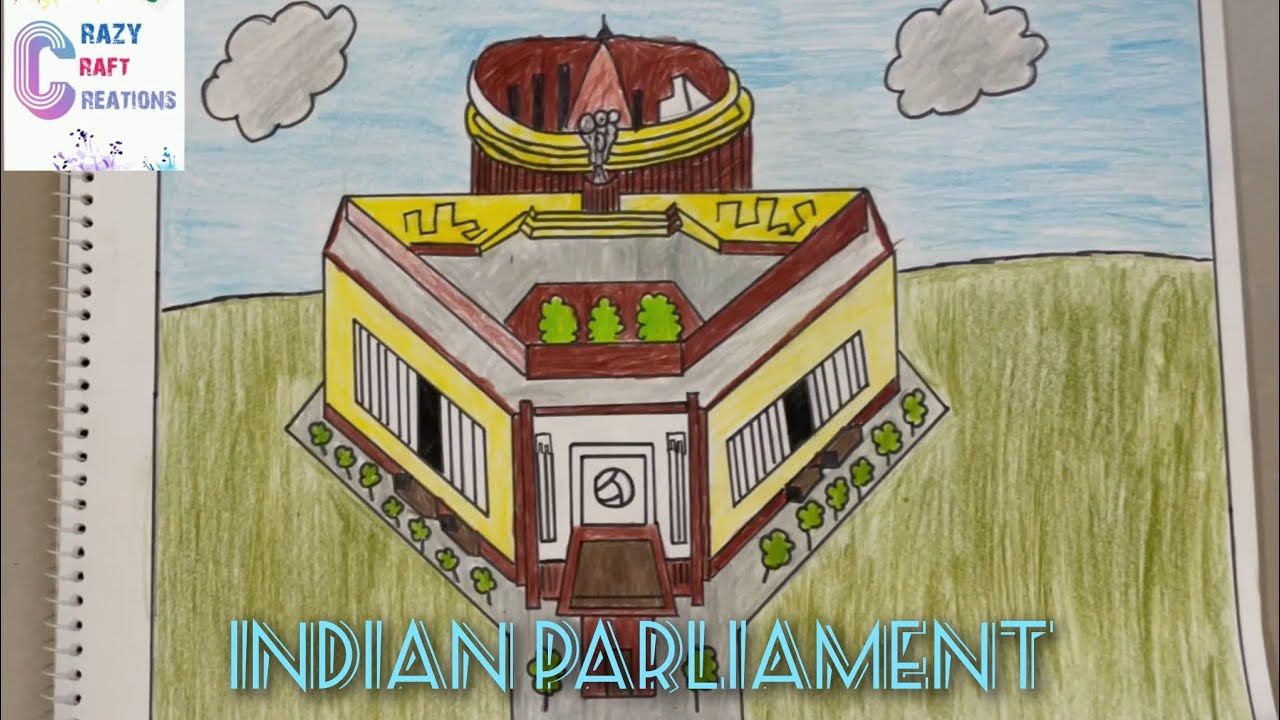 How to draw INDIAN PARLIAMENT/easy drawing/step-by-step//By Kids/For ...
