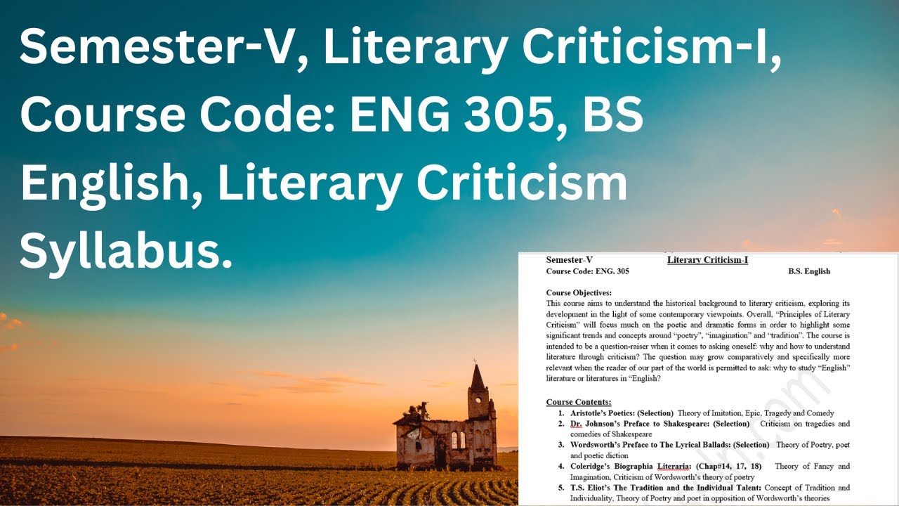 Semester V Literary Criticism I Course Code ENG 305 BS English semester-v-literary-criticism-i-course-code-eng-305-bs-english