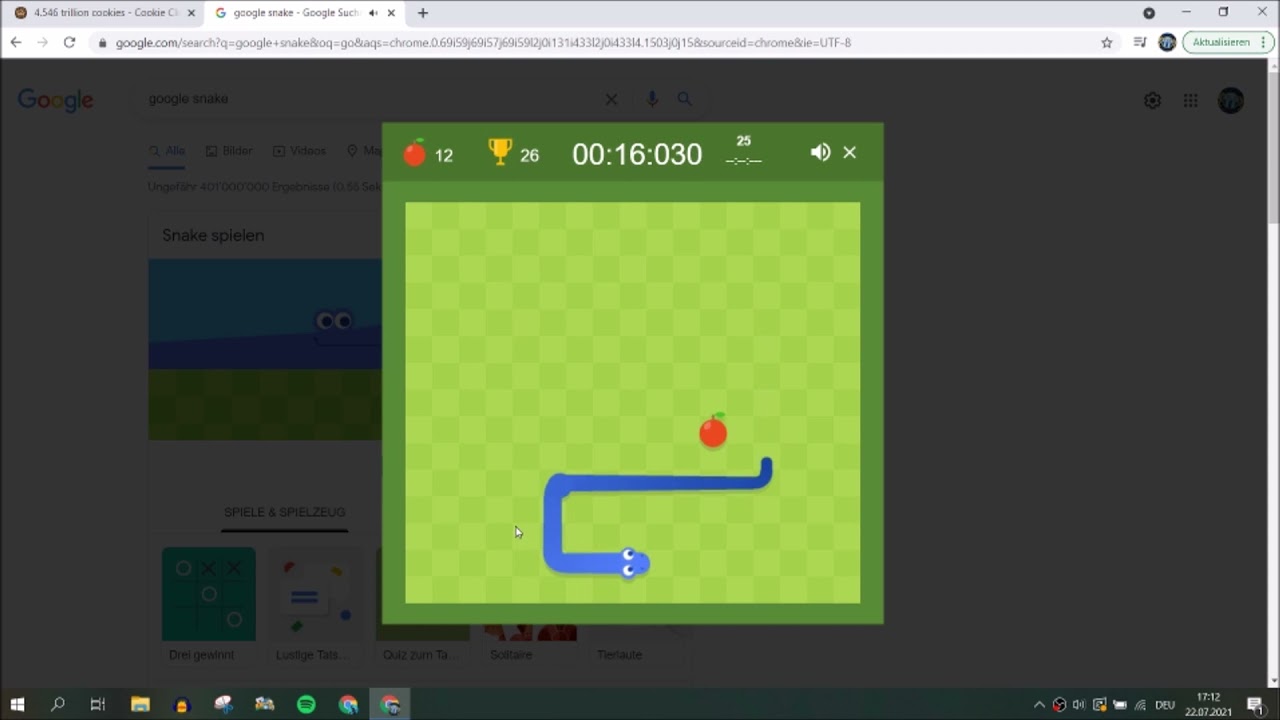 Google Snake Game - Classic Mode (Standard) - 1 Apple - Standard: 0:33 ...