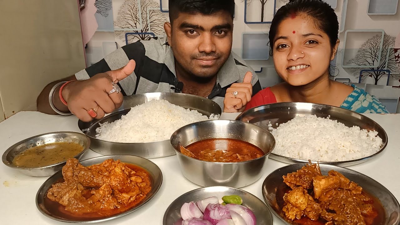 TODAY'S EATING DESI CHICKEN KOSHA WITH RICE INDIAN EATING SHOW HOME ...