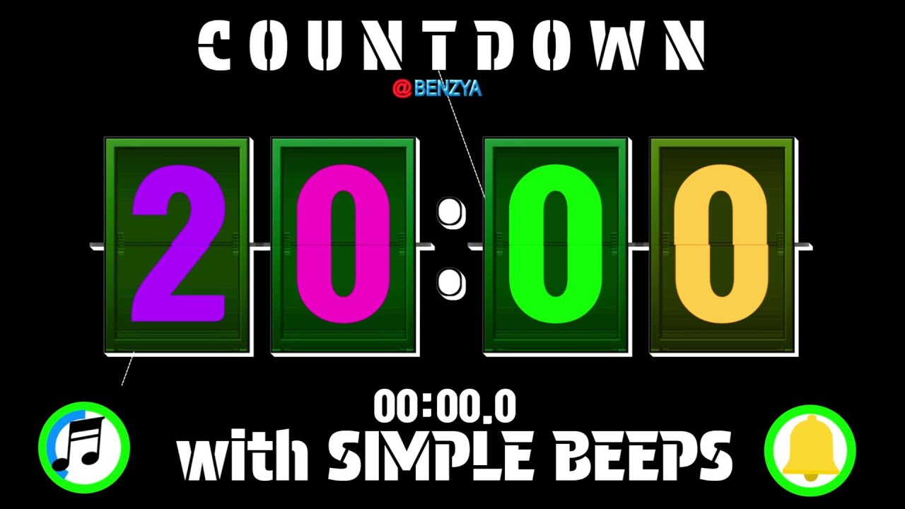 rectangle flip clock 20 minute countdown with simple beeps timer alarm🔔 ...