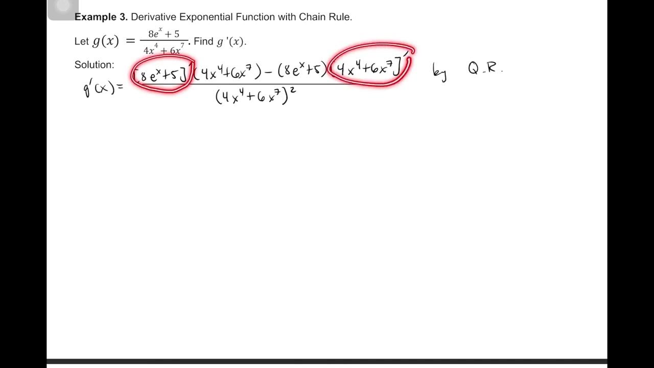 4.3* Ex. 3 Derivative Exponential Function with Quotient Rule - YouTube
