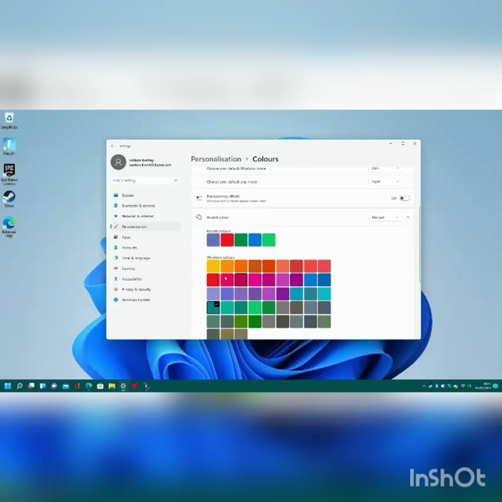 how to change the colour of the taskbar and start menu in windows 11 - YouTube