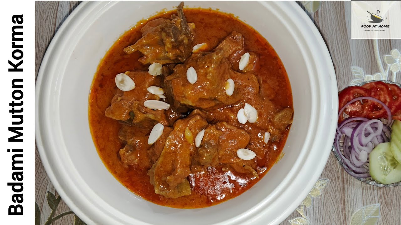 Badami Mutton Korma|Simple recipe of mutton korma|Food at Home - YouTube