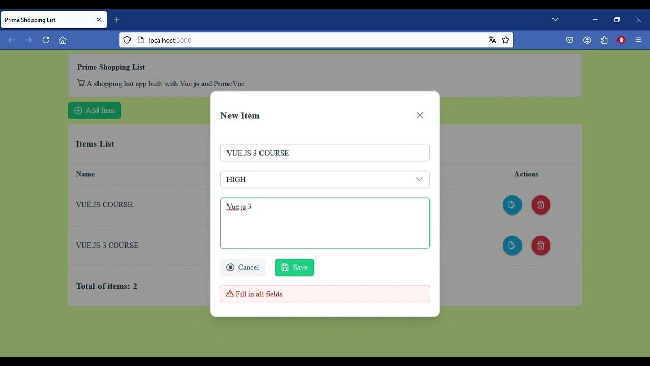 Shopping List App, developed with Vue.js and PrimeVue - YouTube
