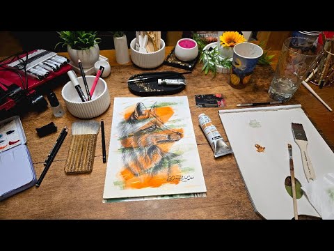 Watercolor Painting Fox and Turtle with Glimmer - YouTube