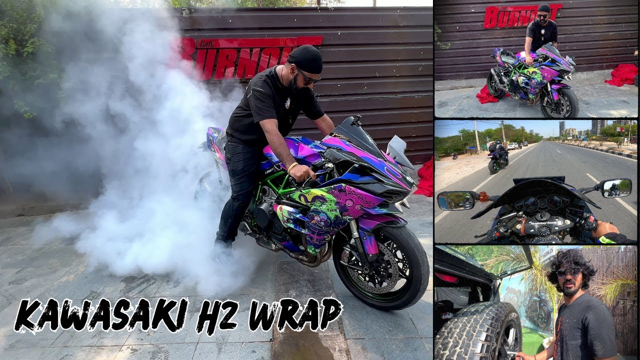 JS Films Ki New Kawasaki H2 Ka Wrap | Burnout Pe H2 Ka Pura Tyre Khatam ...