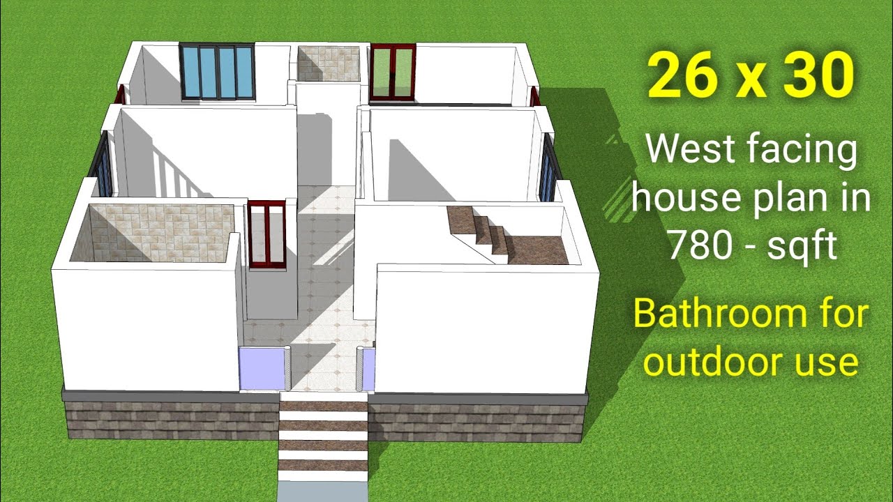 26 x 30 West facing house plan | Simple and compact floor plan within ...