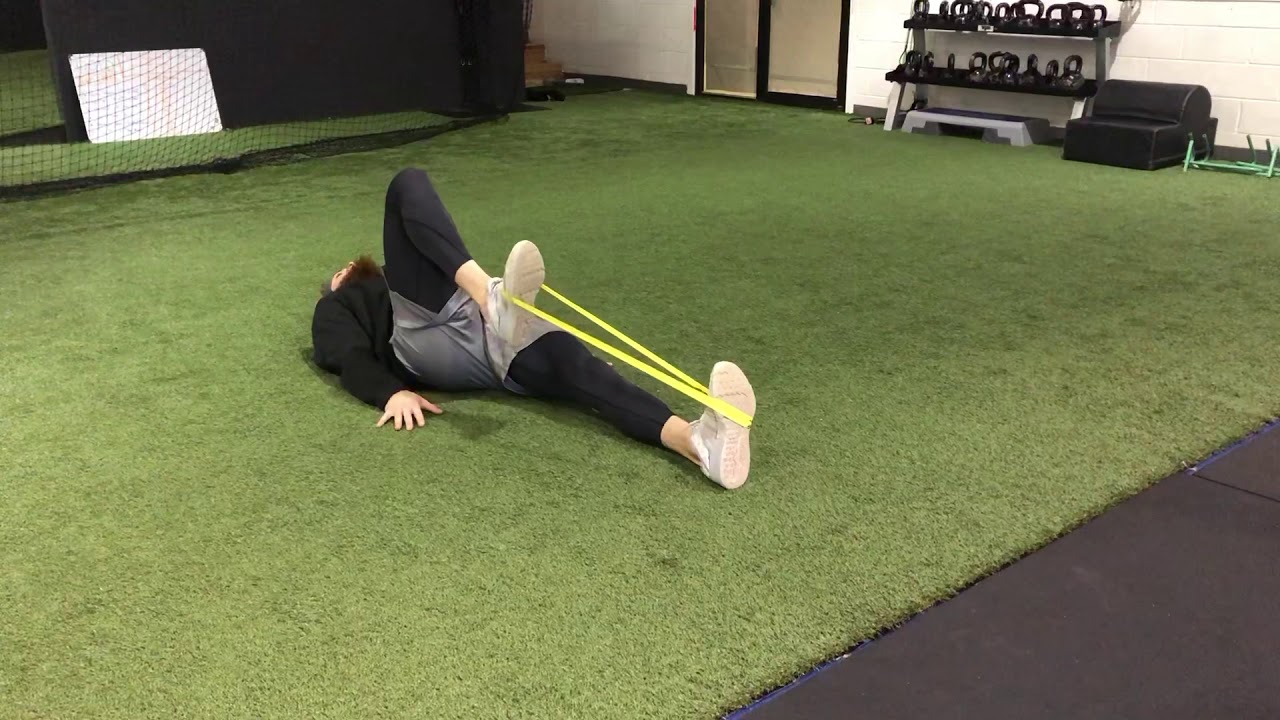 Supine Hip Flexion w/ Mini Band - YouTube