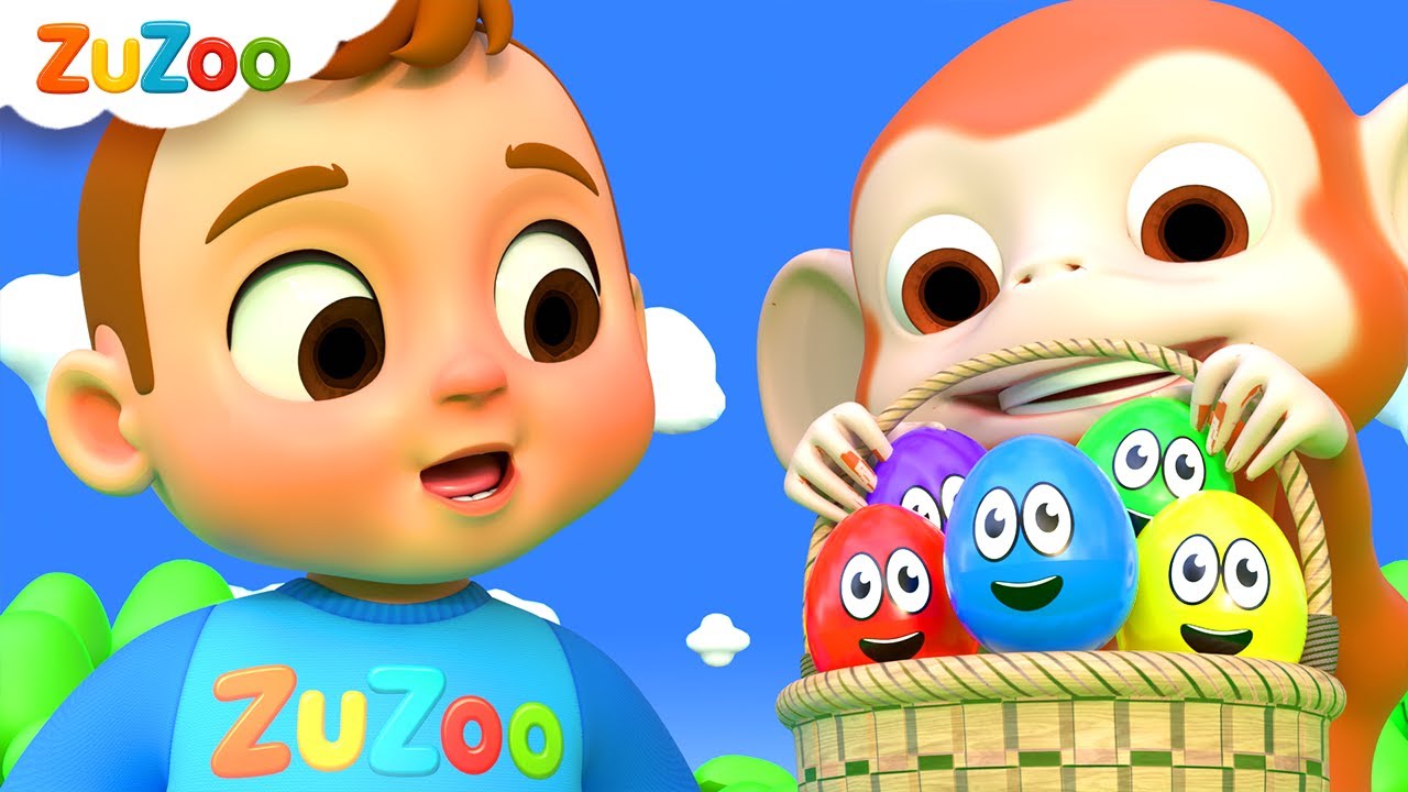Five Little Monkeys | Guess the Animal in Surprise EGG | ZuZoo Nursery ...