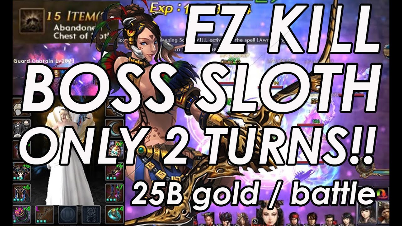 KILL BOSS SLOTH LAZINESS AOV 2 ACTIVE TURNS (10M MIGHT) EASY MONEY 25B ...