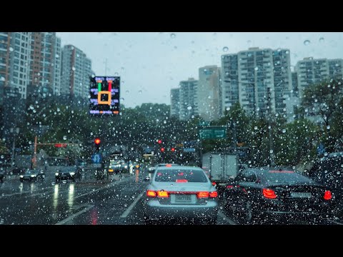 [4K Rain Drive] On the way to Jongno, Seoul on a rainy day, Rain Sounds for Relaxation