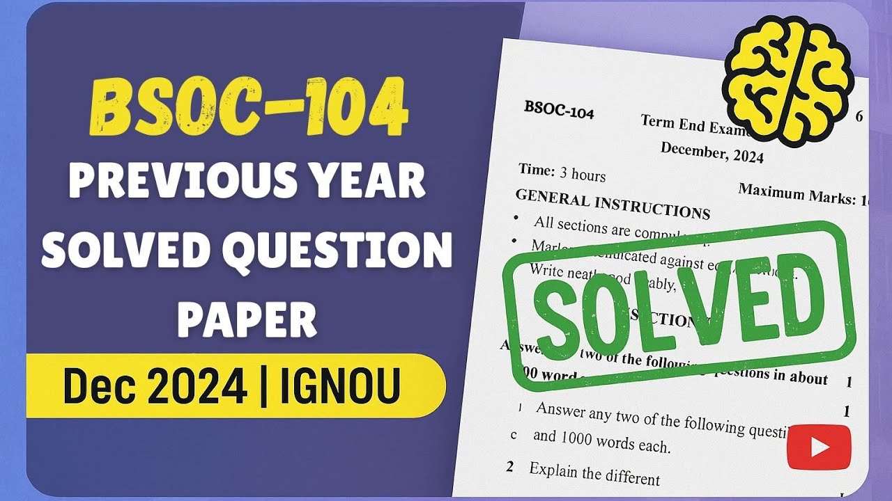 BSOC-104 Solved Question Paper | Dec 2024 | IGNOU Previous Year ...