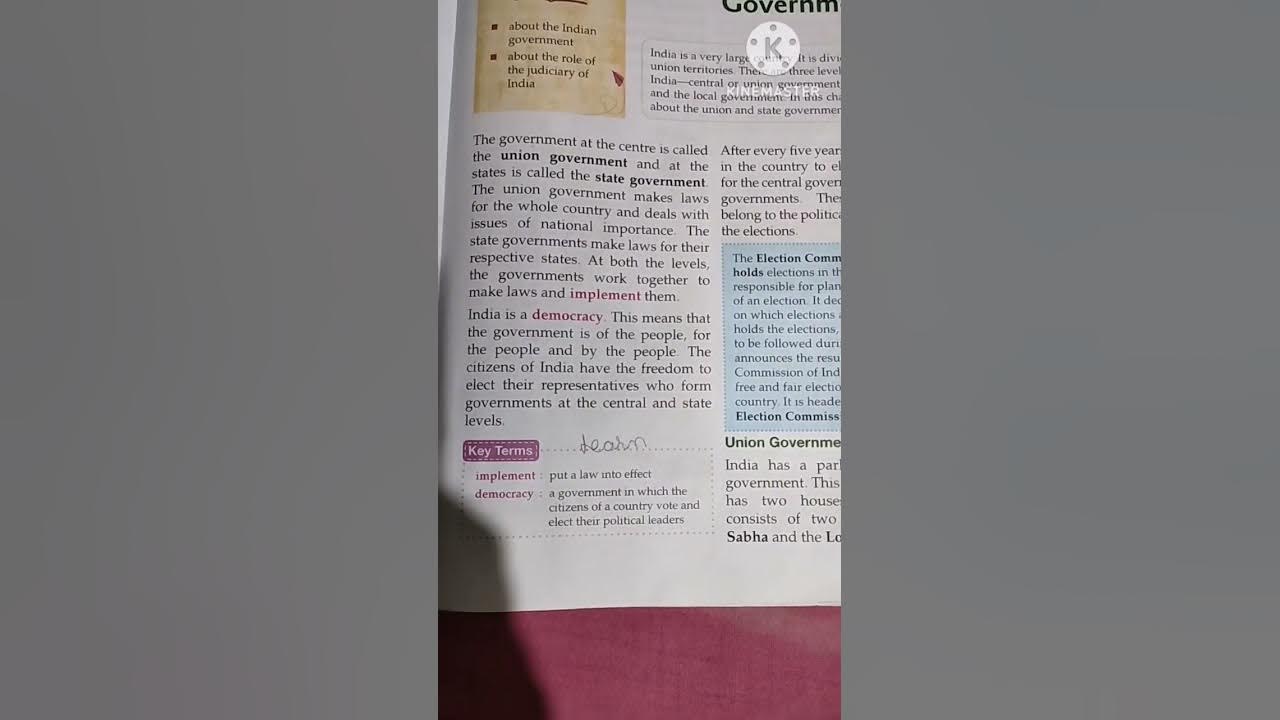 new longman vistas socialstudies chapter20 the Indian government excercise class5 explaination ...