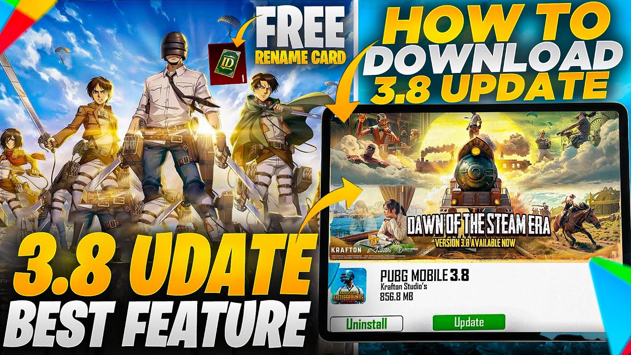 PUBG Mobile 3.8 Update Is here | Get Free Rename Card | How To Download ...