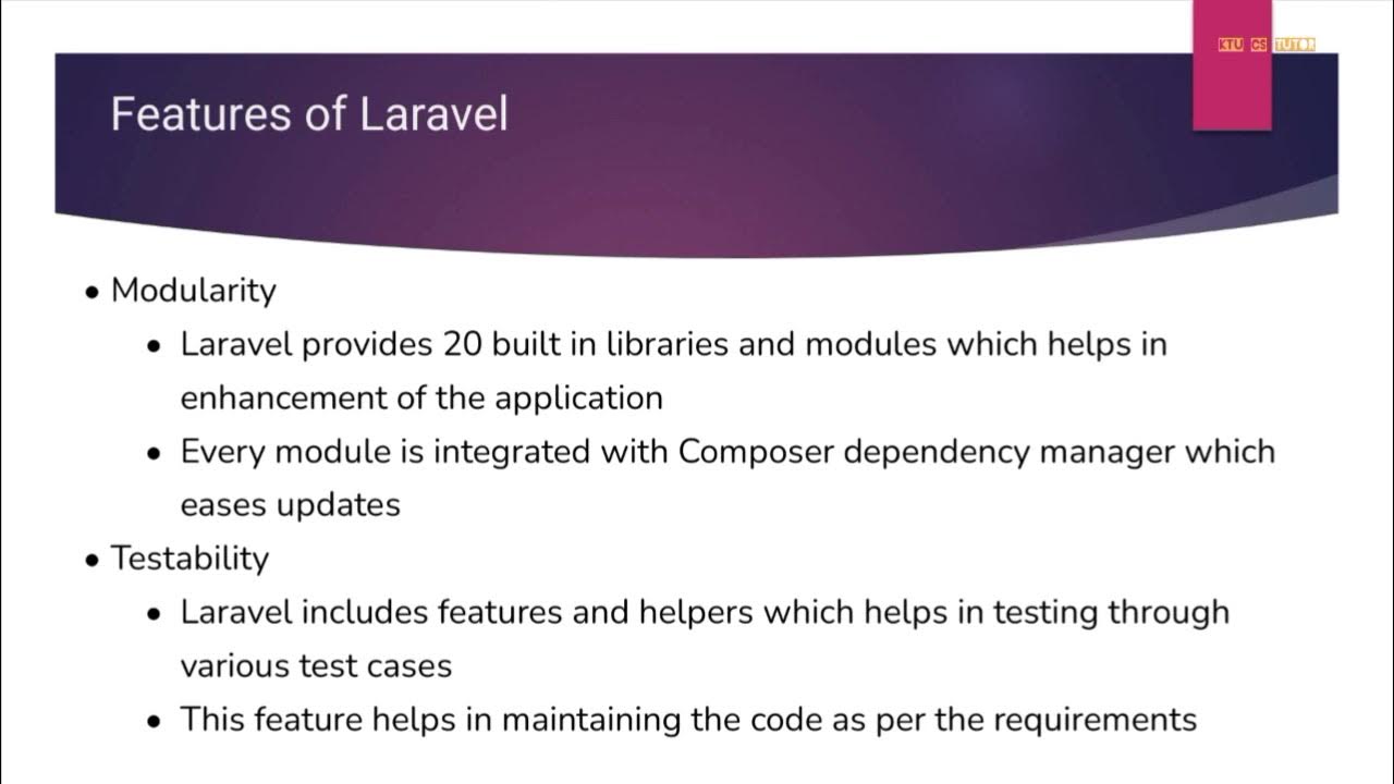 KTU CST463 Web Programming|S7 CS|Module 5 Part 3|Laravel overview, features of Laravel - YouTube