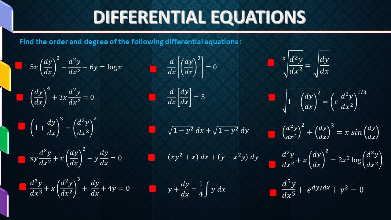 DIFFERENTIAL EQUATIONS - INTRO , ORDER AND DEGREE - YouTube