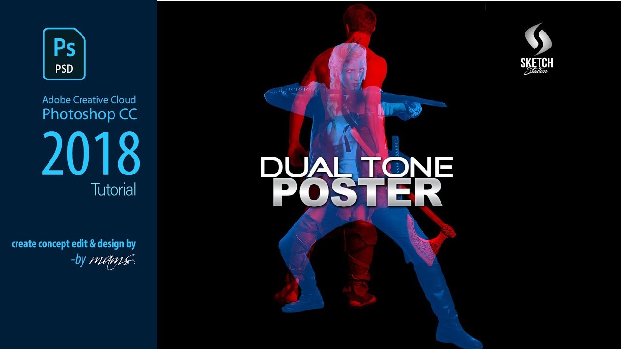 Dual Color Tone Simple Poster Design I Photoshop CC Tutorial - YouTube
