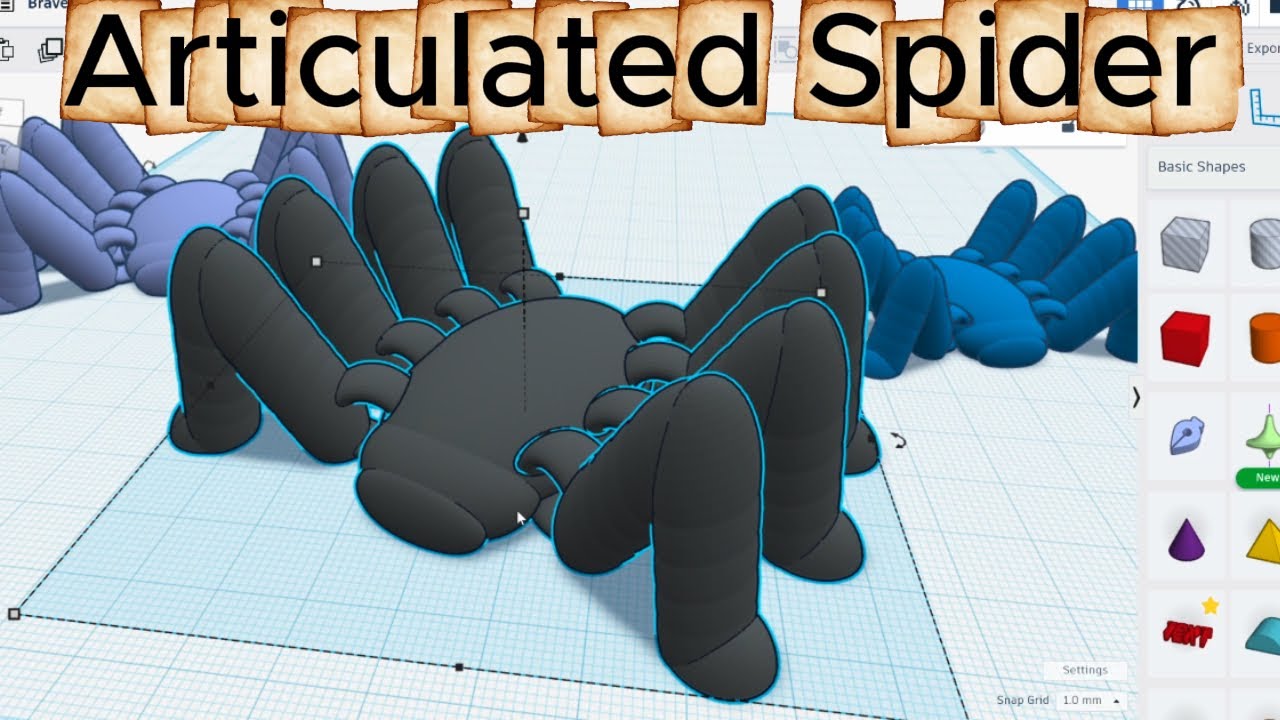 Tinkercad Tutorial. Articulated Spiders! Halloween Idea! 3D Modeling ...