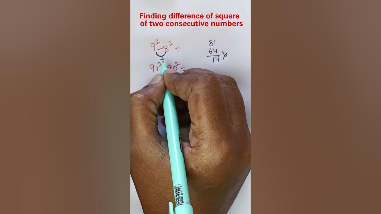 finding difference of squares of two consecutive numbers - YouTube